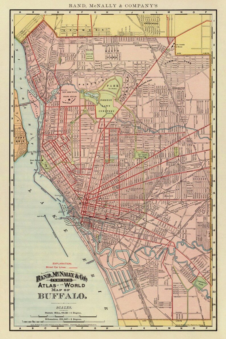 Buffalo Map Old Map of Buffalo Print Historic Maps Prints | Etsy