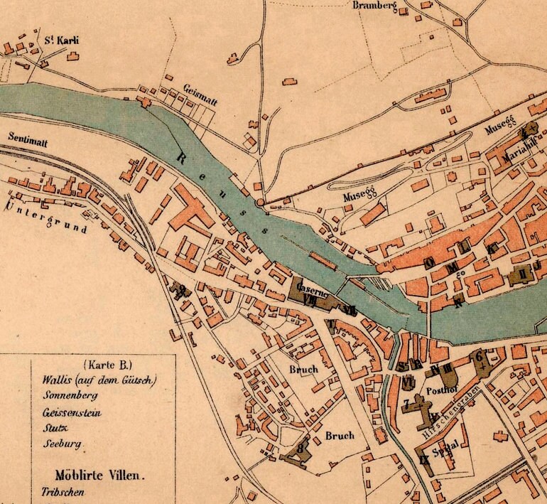 Mapa de Lucerna Mapa de Lucerna Luzern karte - Etsy España