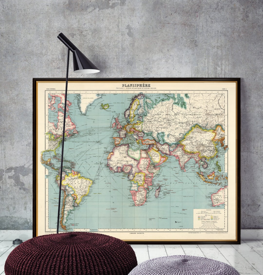 Planisphere Old Map of the World Fine Art Giclee Print - Etsy UK