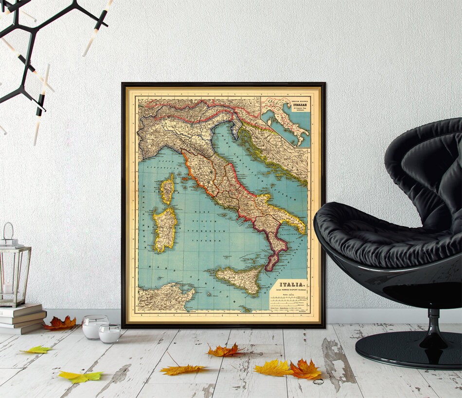 Map of Italy Vintage Italy Map Archival Print Adriatic - Etsy