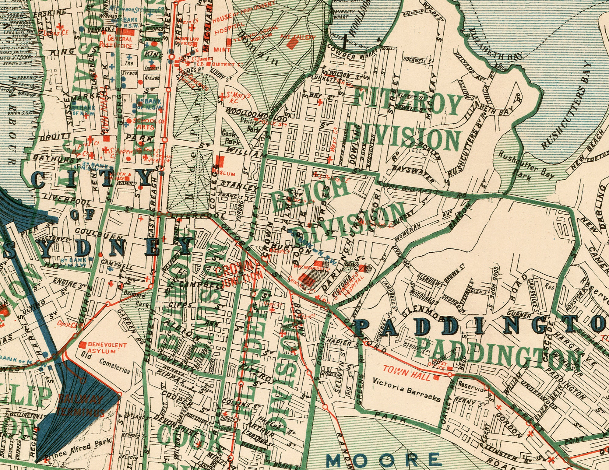 Old Map of Sydney, Historical Map Restored, Vintage City Map, Wonderful ...