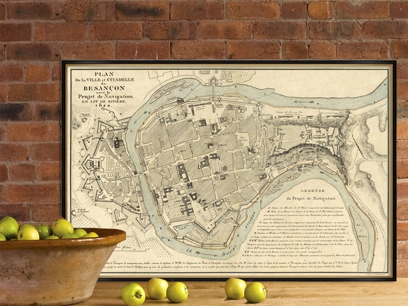 Besancon Map Plan De Besançon Historical Map Archival - Etsy