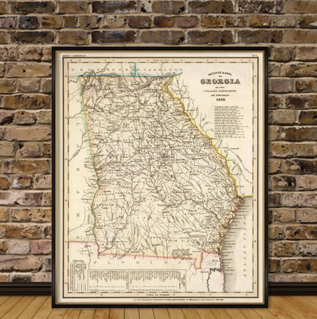 Georgia Map Print Old Map of Georgia Historic Maps Reproduction on ...