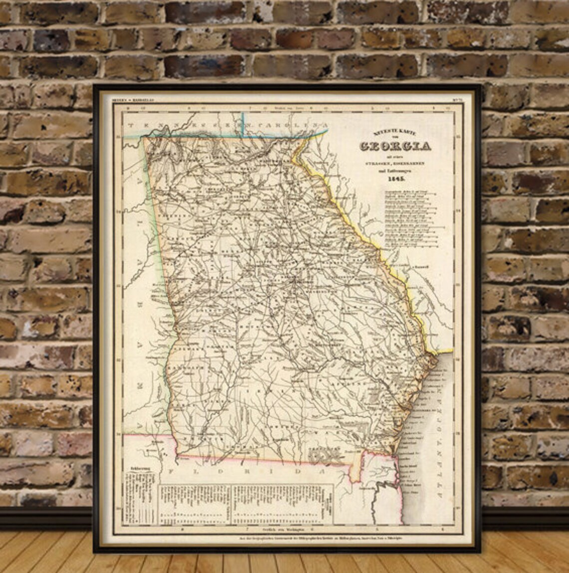 Georgia Map Print Old Map of Georgia Historic Maps | Etsy
