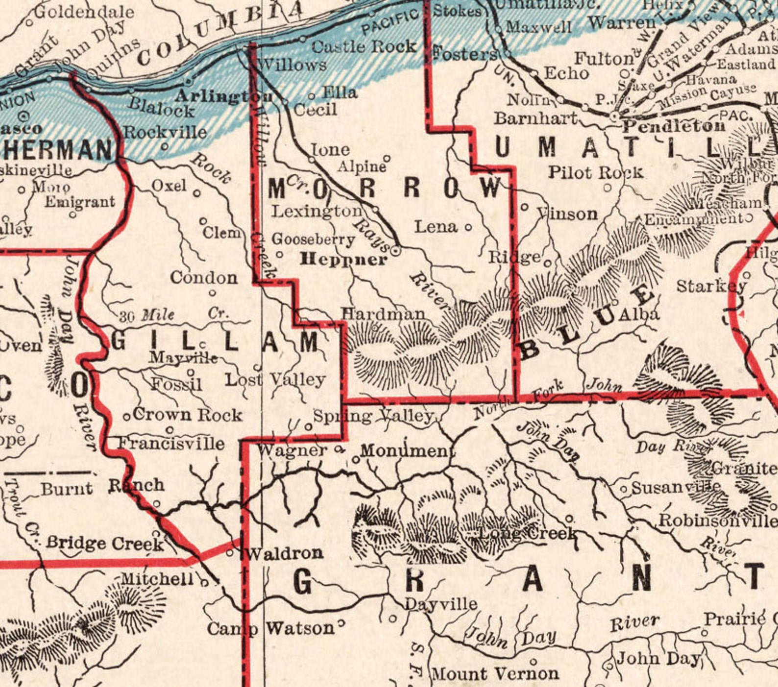 Historical Map of Oregon Old Map Restored, Fine Print, Wall Map Print ...