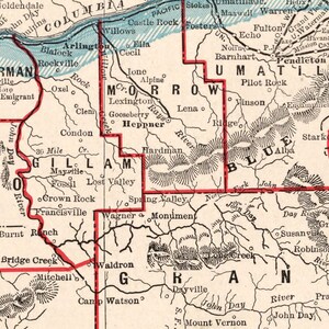 Historical Map of Oregon - Old Map Restored, Fine Print, Wall Map Print ...