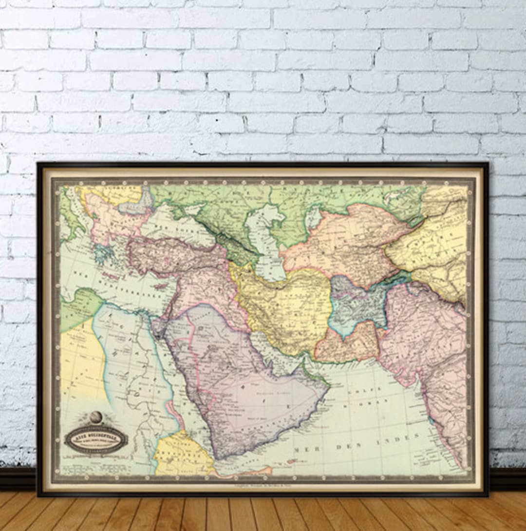 Middle East Old Map - Archival Print on Fine Coated Paper or Canvas ...