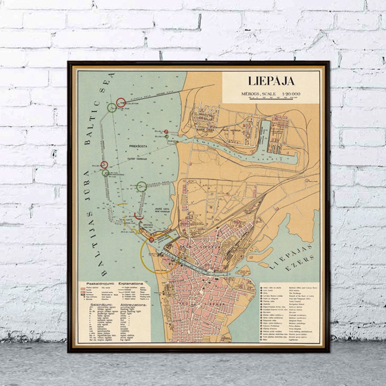 Map of Liepaja Old City Plan Restored Map Fine Print | Etsy
