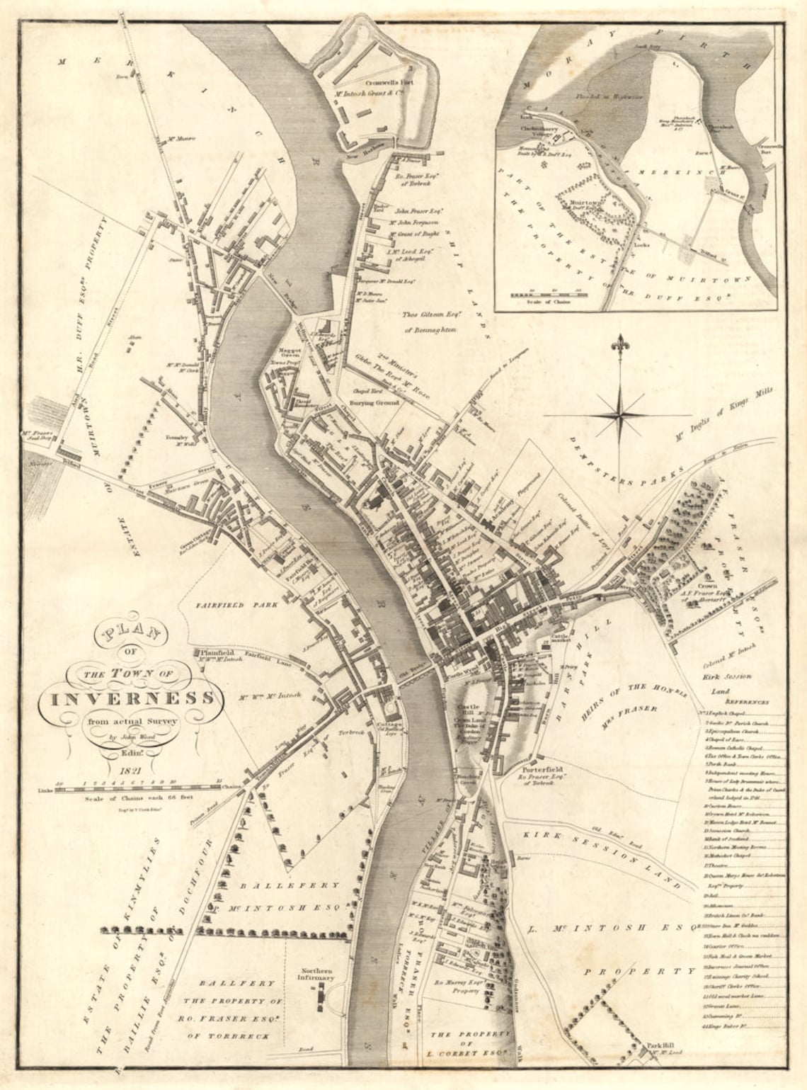 Inverness Map Vintage Style Map of Inverness Historical - Etsy