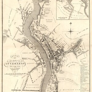Inverness Map - Vintage Style Map of Inverness - Historical City Plan ...
