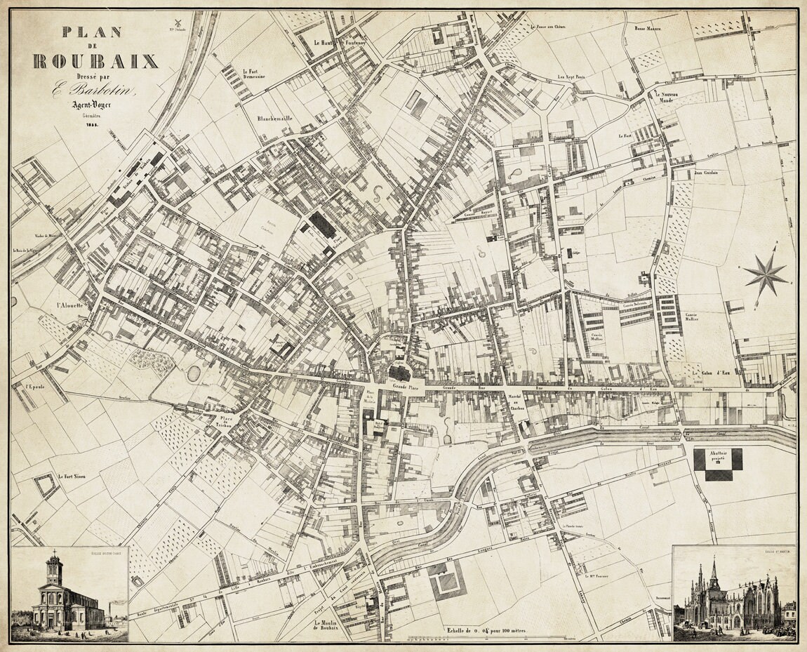 Old Map of Roubaix Map Historical Map Reproduction - Etsy UK