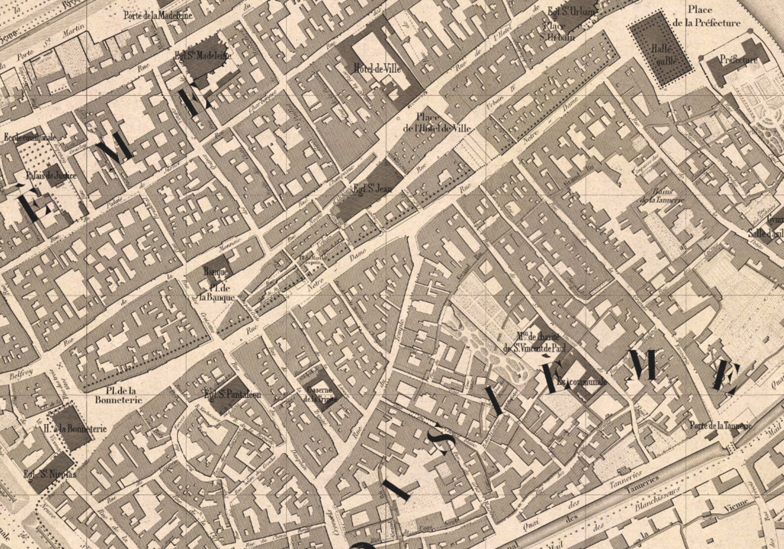 Antique Map of Troyes Old City Plan Large Detailed Map of - Etsy