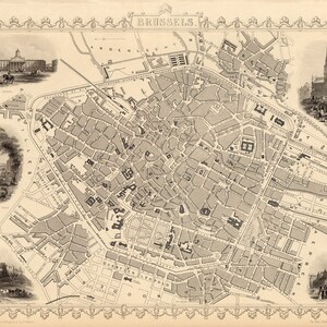 Historical Map of Bruxelles - Vintage Map of Brussels, Available on ...