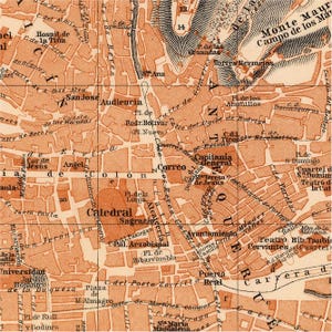 Map of Granada | Old City Plan | Spanish Map Art | Fine Print - Etsy UK