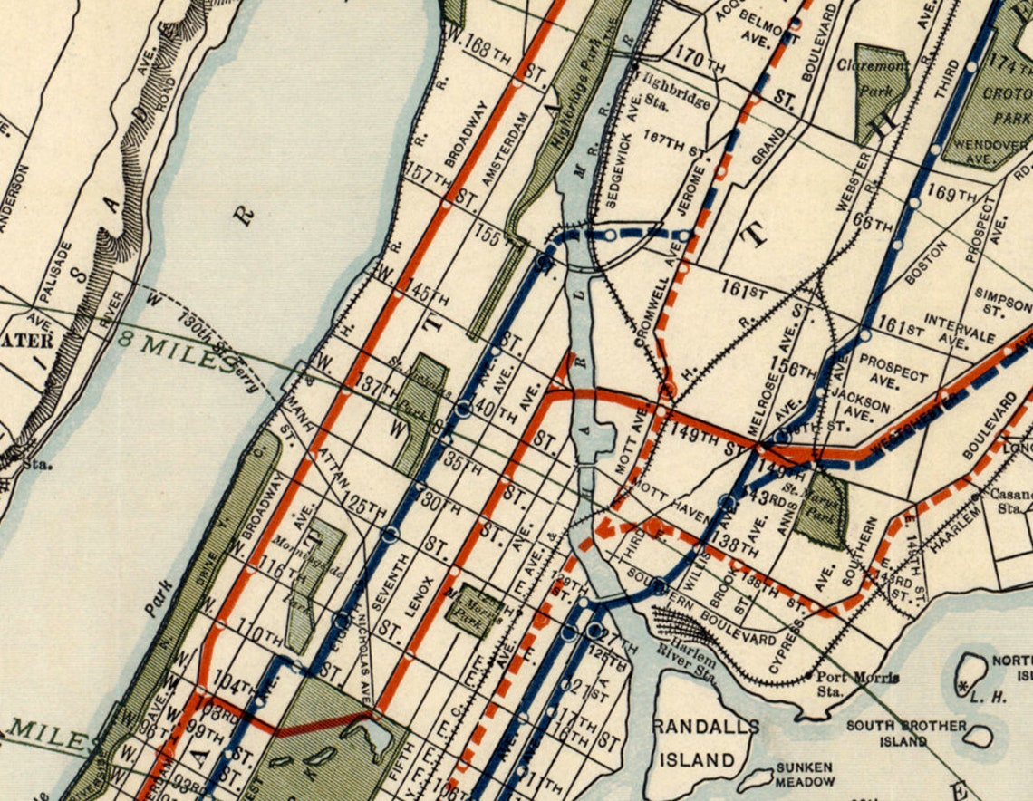 Vintage Map of New York Subway From 1914 Large Wall Map - Etsy