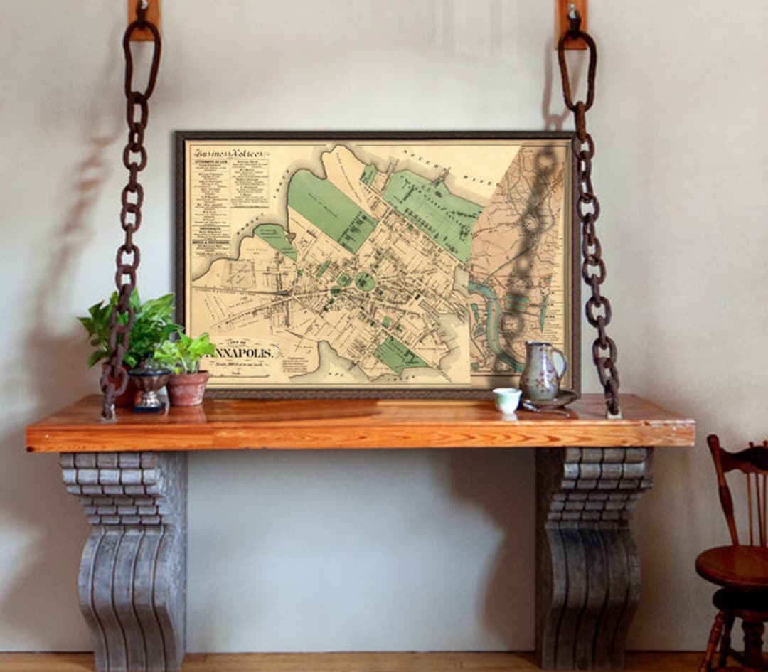 Old Map of Annapolis (maryland) - Old City Plan Restored - Archival ...