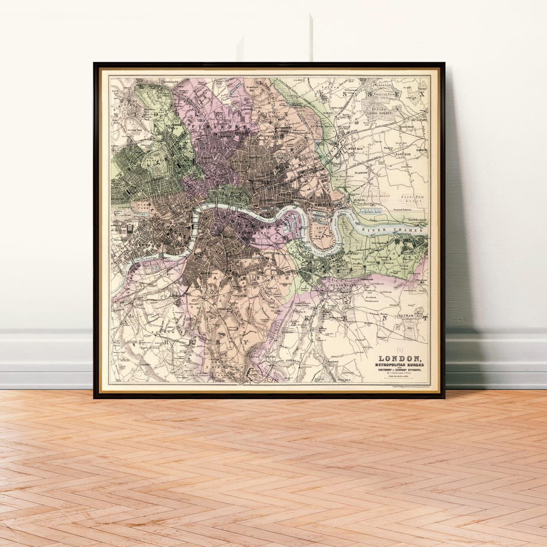 London Map - Old Map of London Restored - Vintage Map of London - Old ...