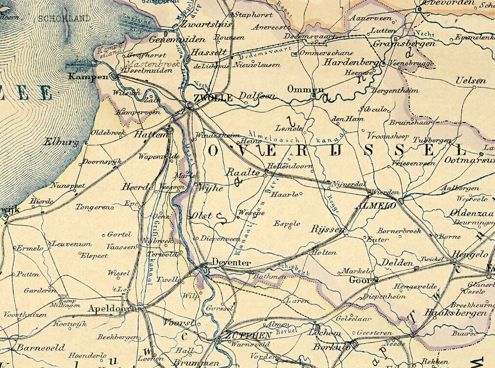 Netherlands Wall Map - Old Map of Holland Giclee Reproduction ...