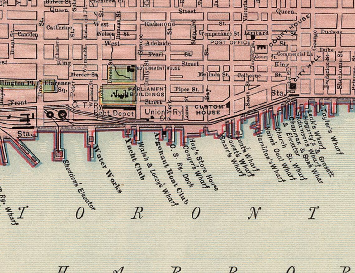 Old map of Toronto City map fine print Wonderful vintage | Etsy
