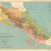 Costa Rica Map - Old Map of Costa Rica, Archival Reproduction on Paper ...
