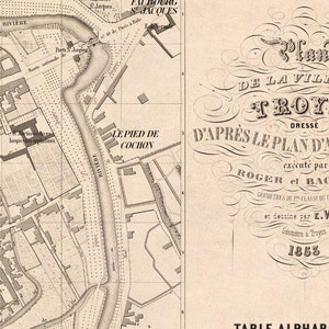 Antique Map of Troyes - Old City Plan, Large Detailed Map of Troyes ...