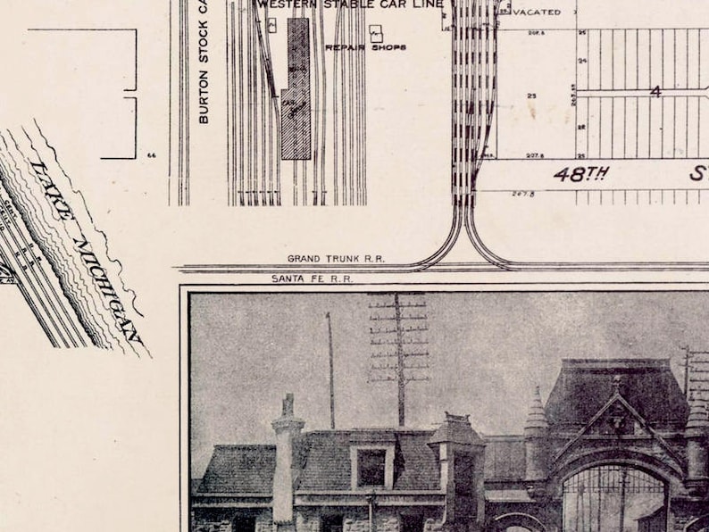 Map of Chicago Union Stock Yards Historical Map Restored | Etsy