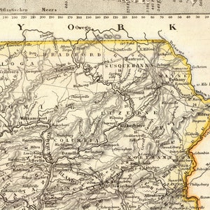 Pennsylvania Map, the Keystone State Wall Map Decor, Restored Map ...