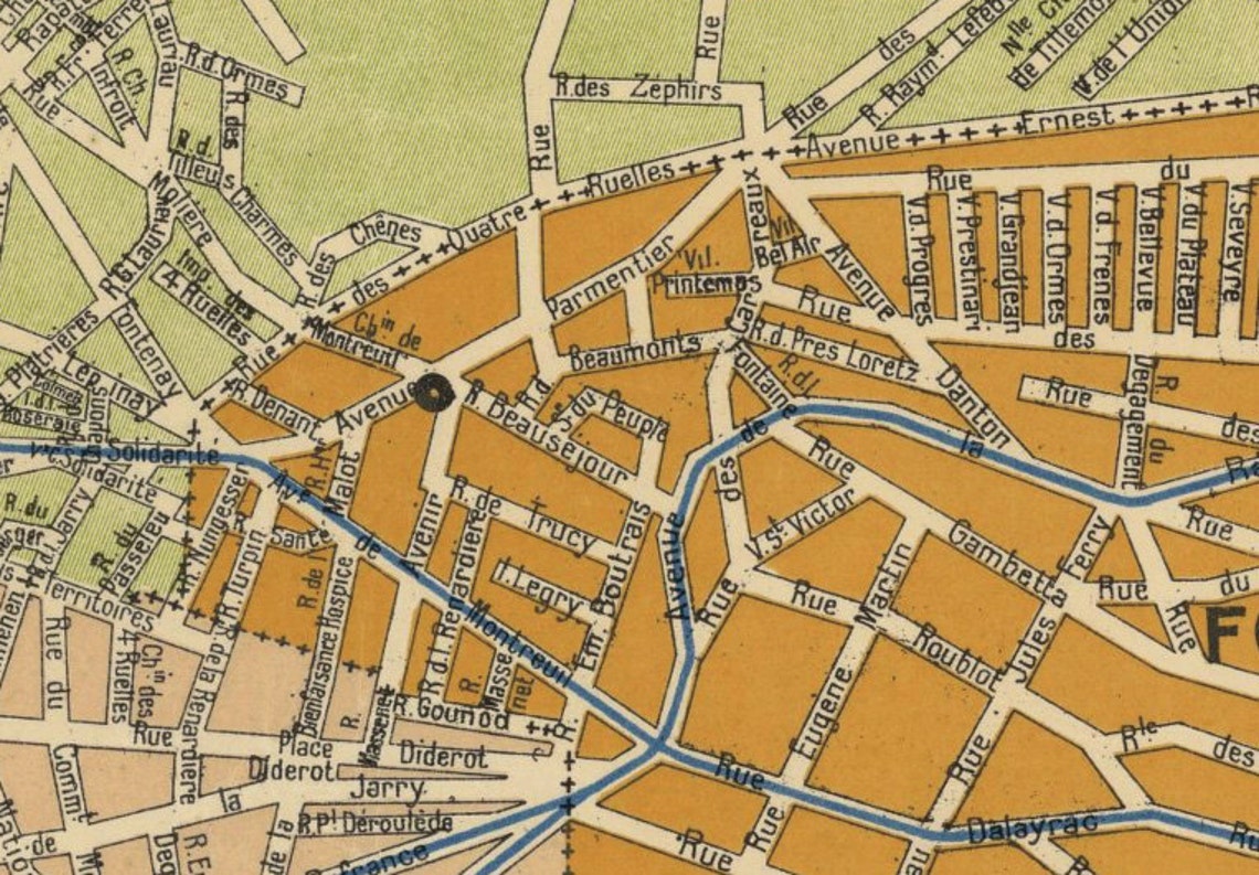Old Map of Vincennes Bagnolet Fontenay-s-bois | Etsy