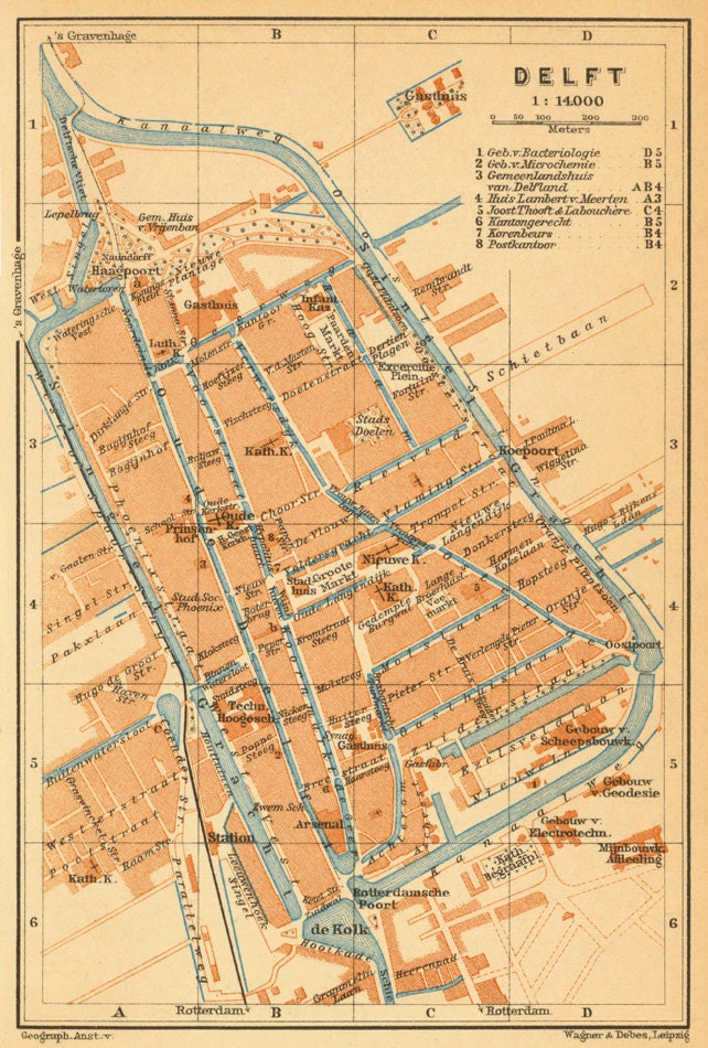 Old Map of Delft Fine Archival Print Delft Map - Etsy