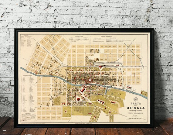 Uppsala Map Wall Map Decor Vintage Map Print | Etsy Australia