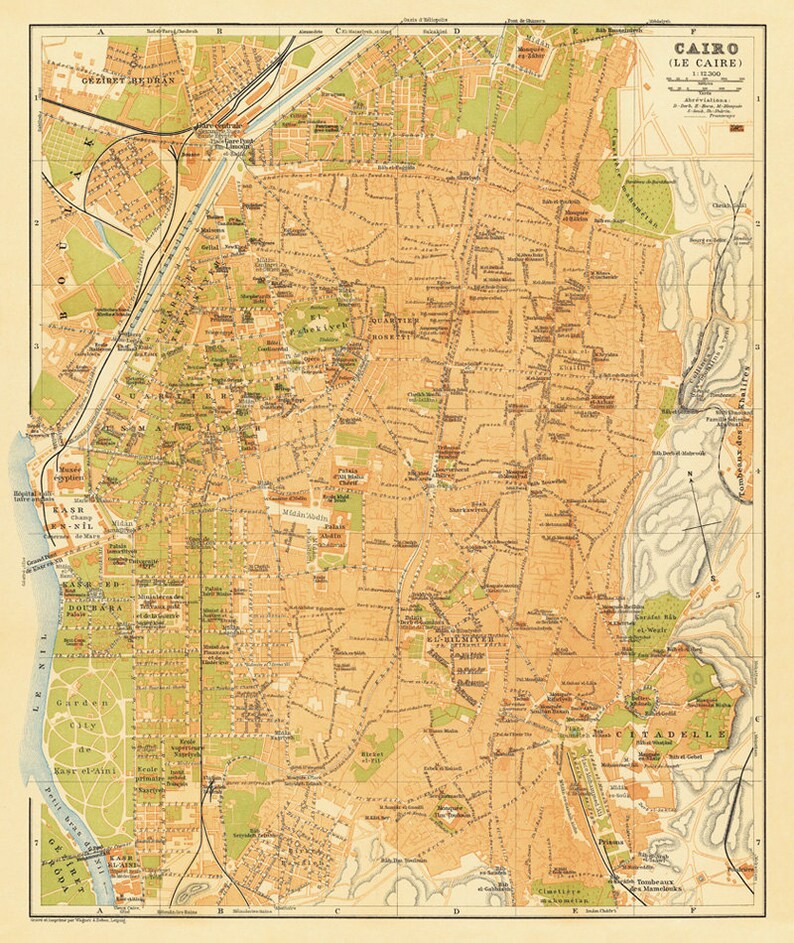 Old Map of Cairo - Cairo Map Restored Fine Reproduction - Historical ...