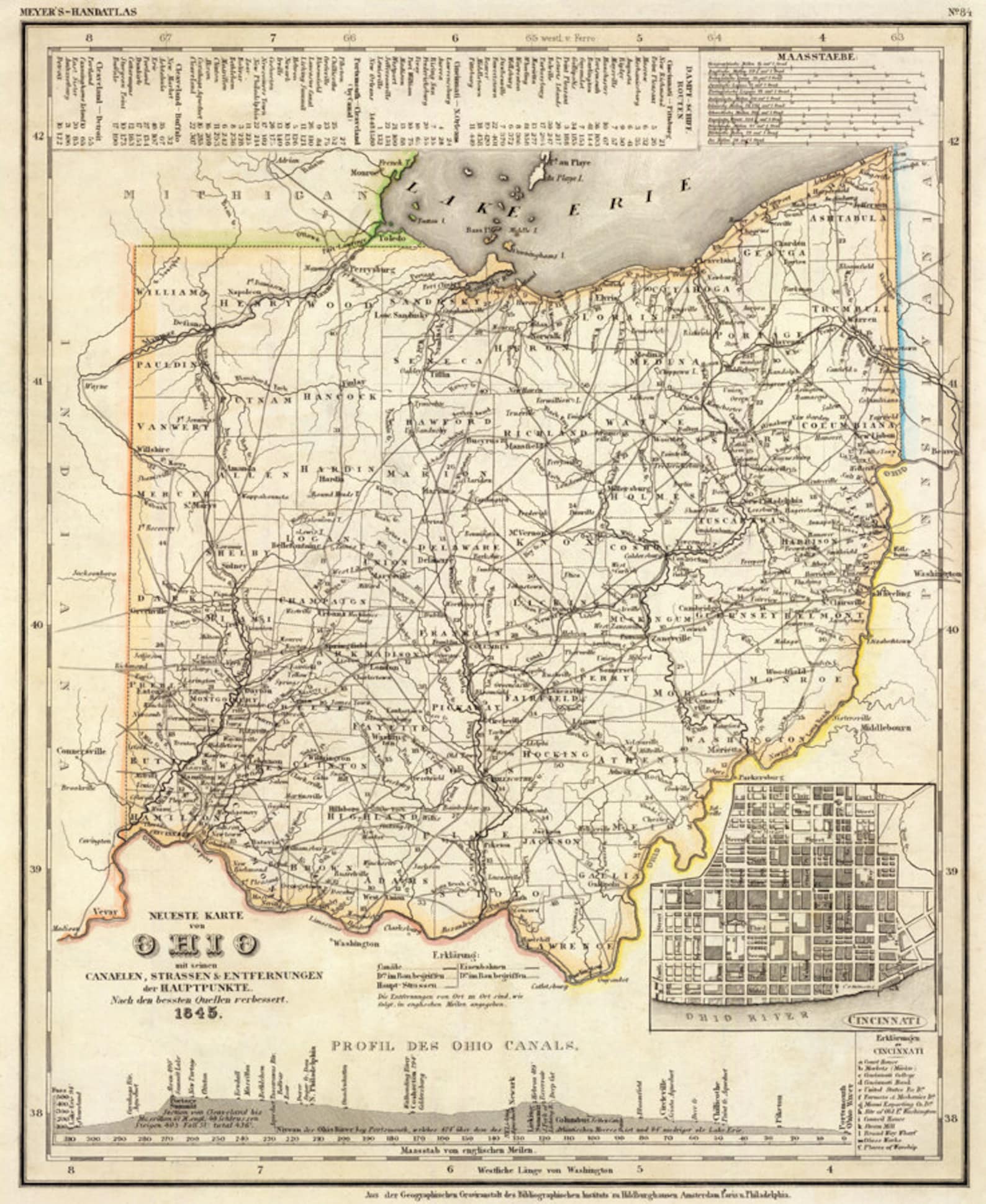 Ohio Map | Historical Map Restored | Buckeye State Antique Cartography ...