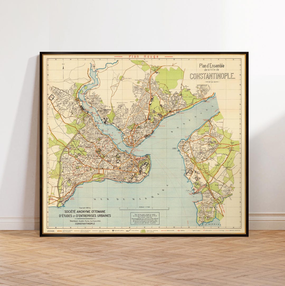 Istanbul Map, Constantinople Map, Historical Map of Istanbul, Ottoman ...
