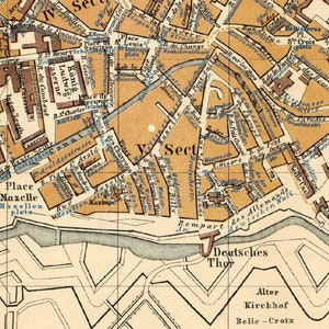 Map of Metz (france), Old City Plan of Metz, Vintage Style Restored Map ...