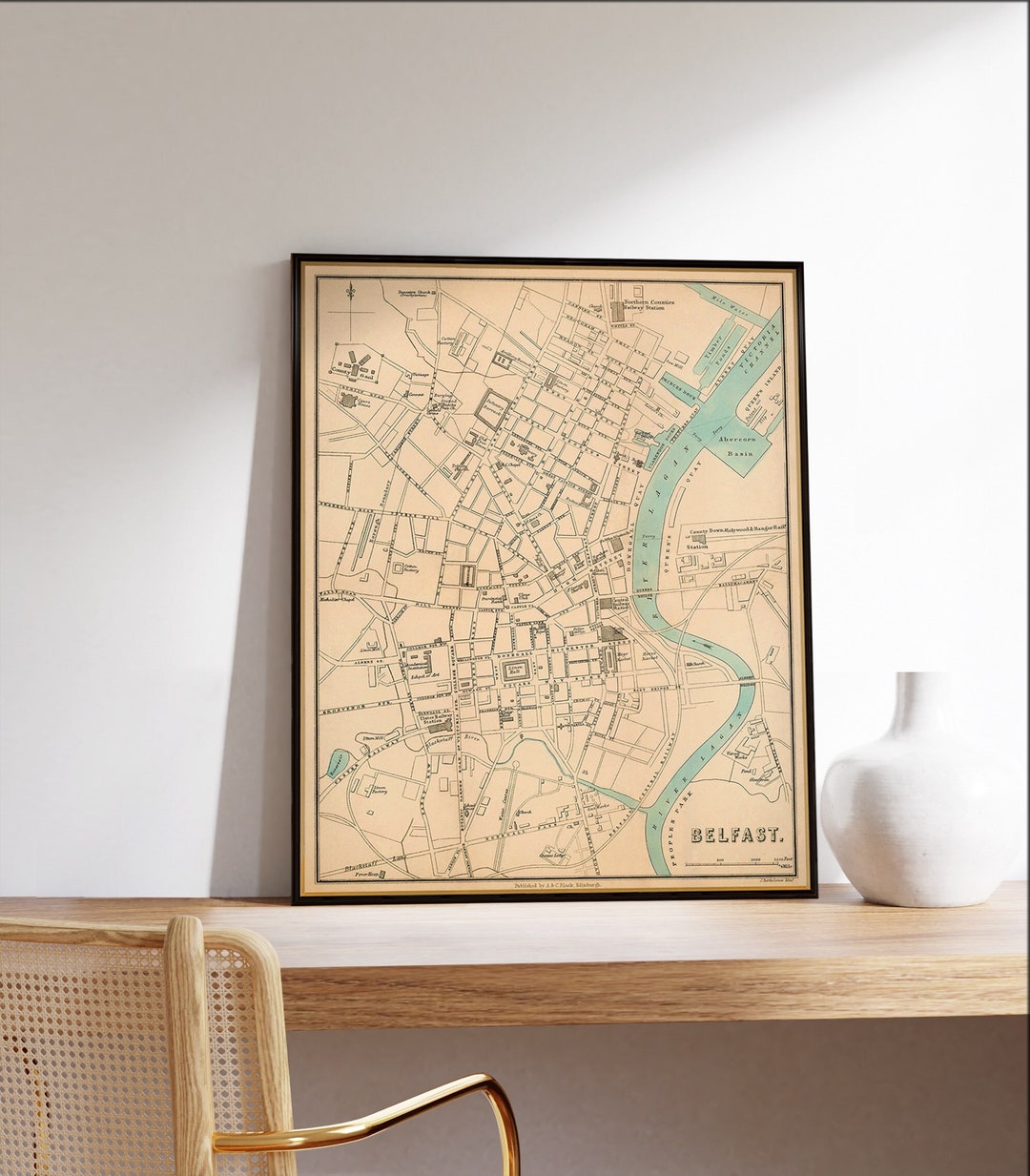 Belfast Map, Old City Plan of Belfast (northern Ireland), Vintage Map ...