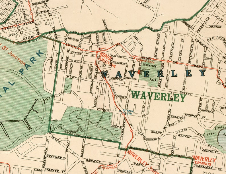 Old Map of Sydney, Historical Map Restored, Vintage City Map, Wonderful ...