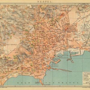 Old City Map of Naples - Napoli Vintage Map, Historical Map Fine Print ...