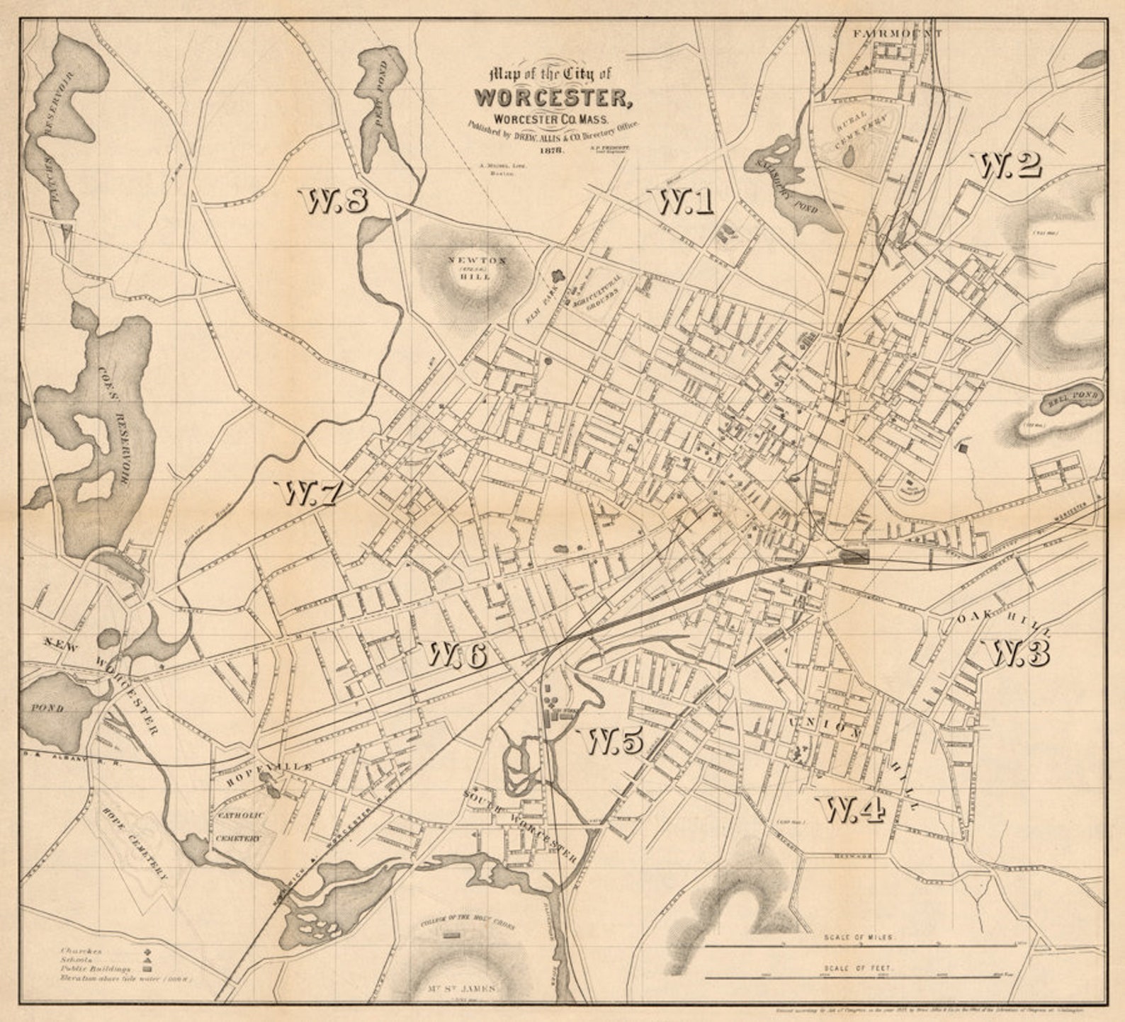 Old Map of Worcester Old City Plan Giclee Reproduction - Etsy
