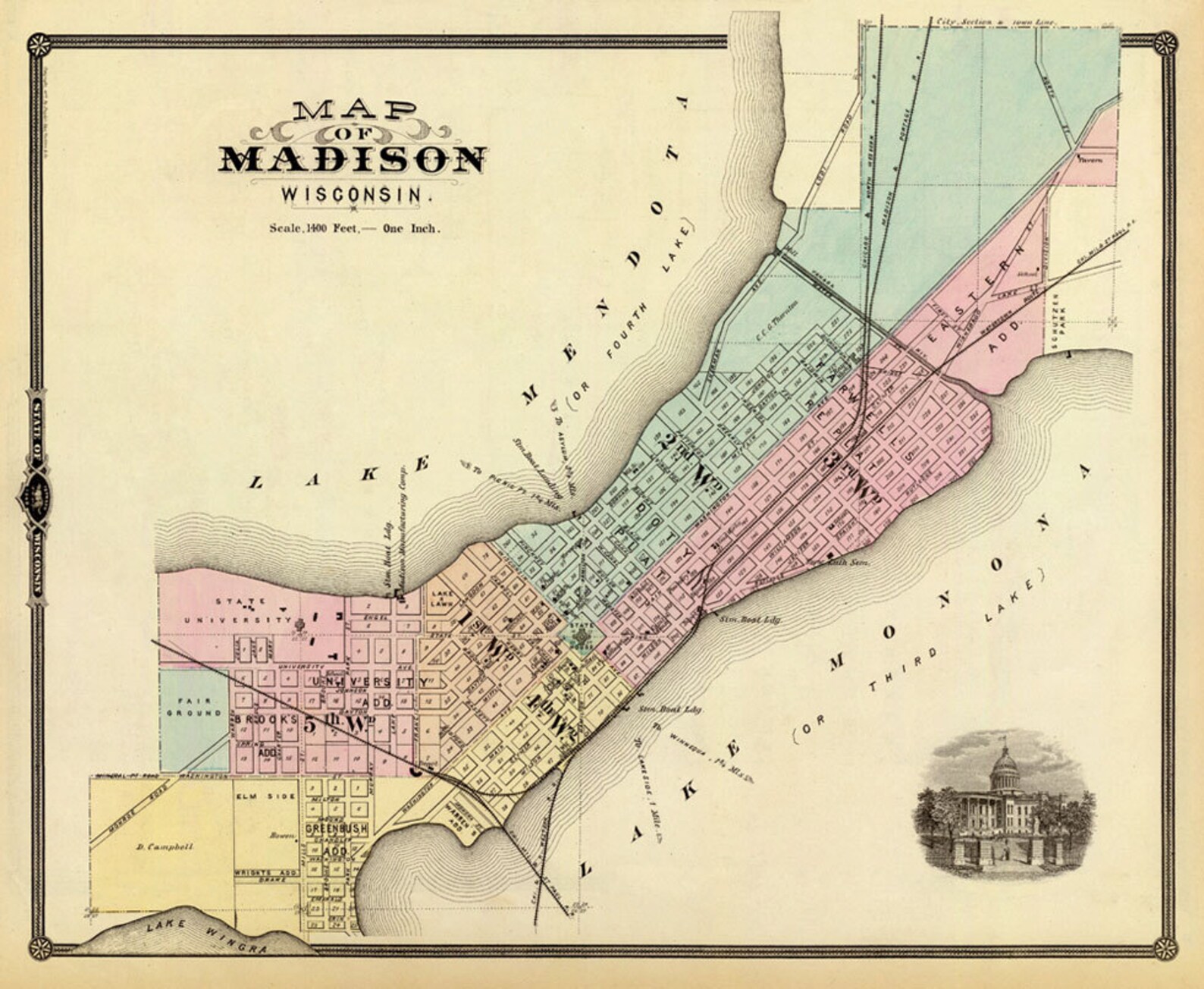 Madison Map wisconsin Vintage Map of Madison City Map - Etsy
