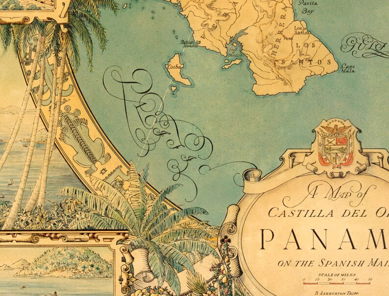 Map of Panama Vintage Map Fine Print on Matte Canvas or Fine | Etsy