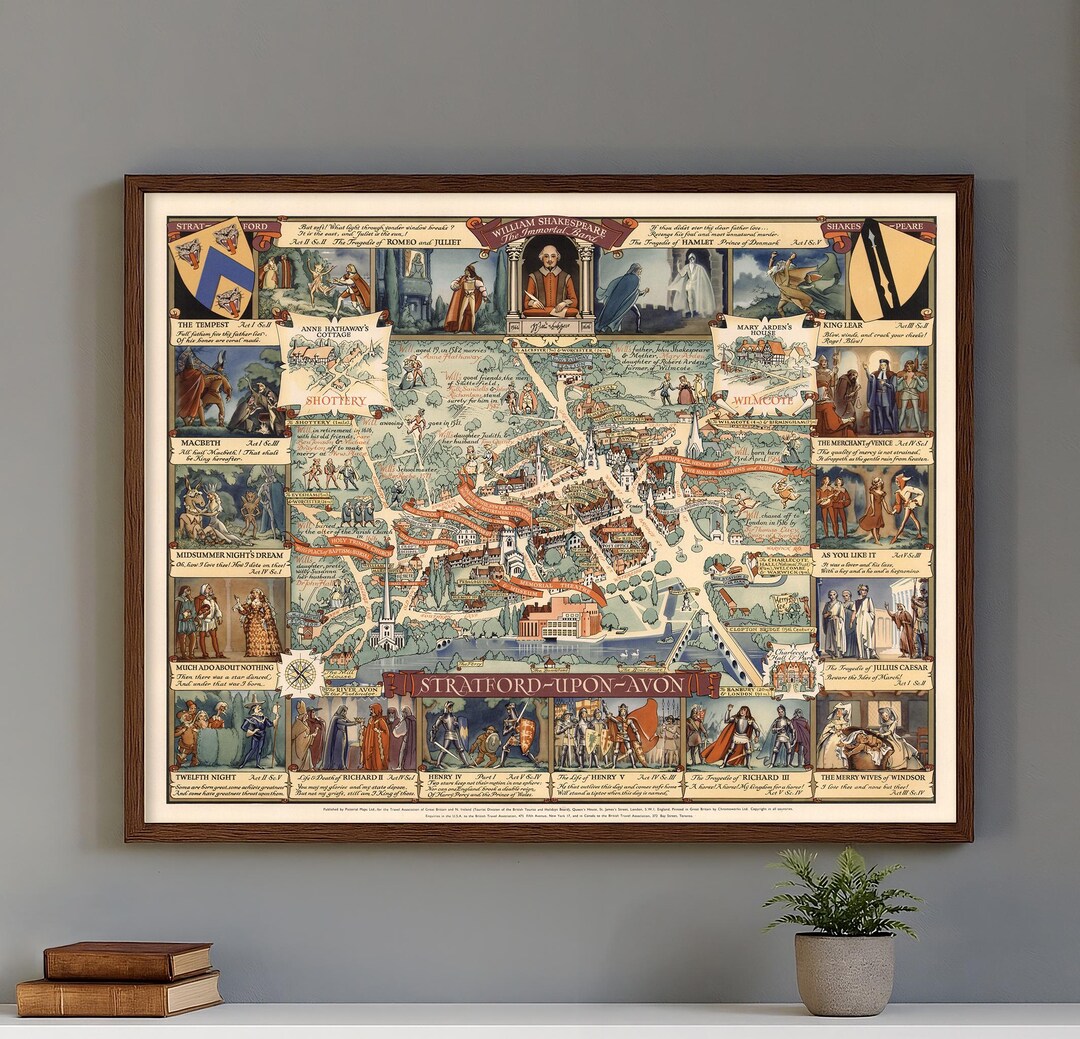 Stratford-upon-avon Illustrated Map | Shakespeare’s Birthplace ...
