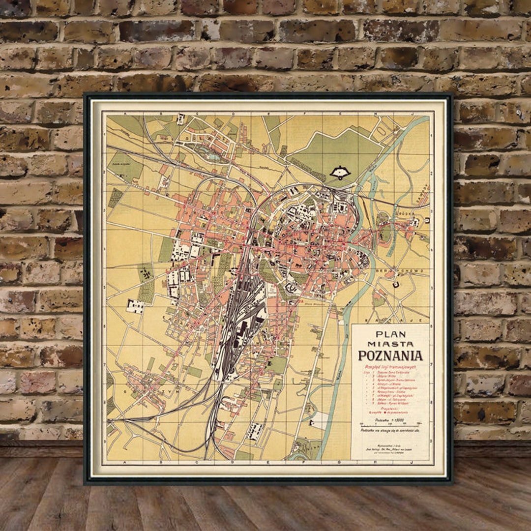 Poznan Map - Vintage City Map- Plan Miasta Poznania - Etsy