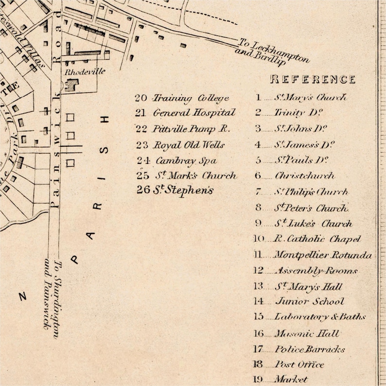 Cheltenham Map | Old City Plan| Victorian Urban Cartography | Fine ...