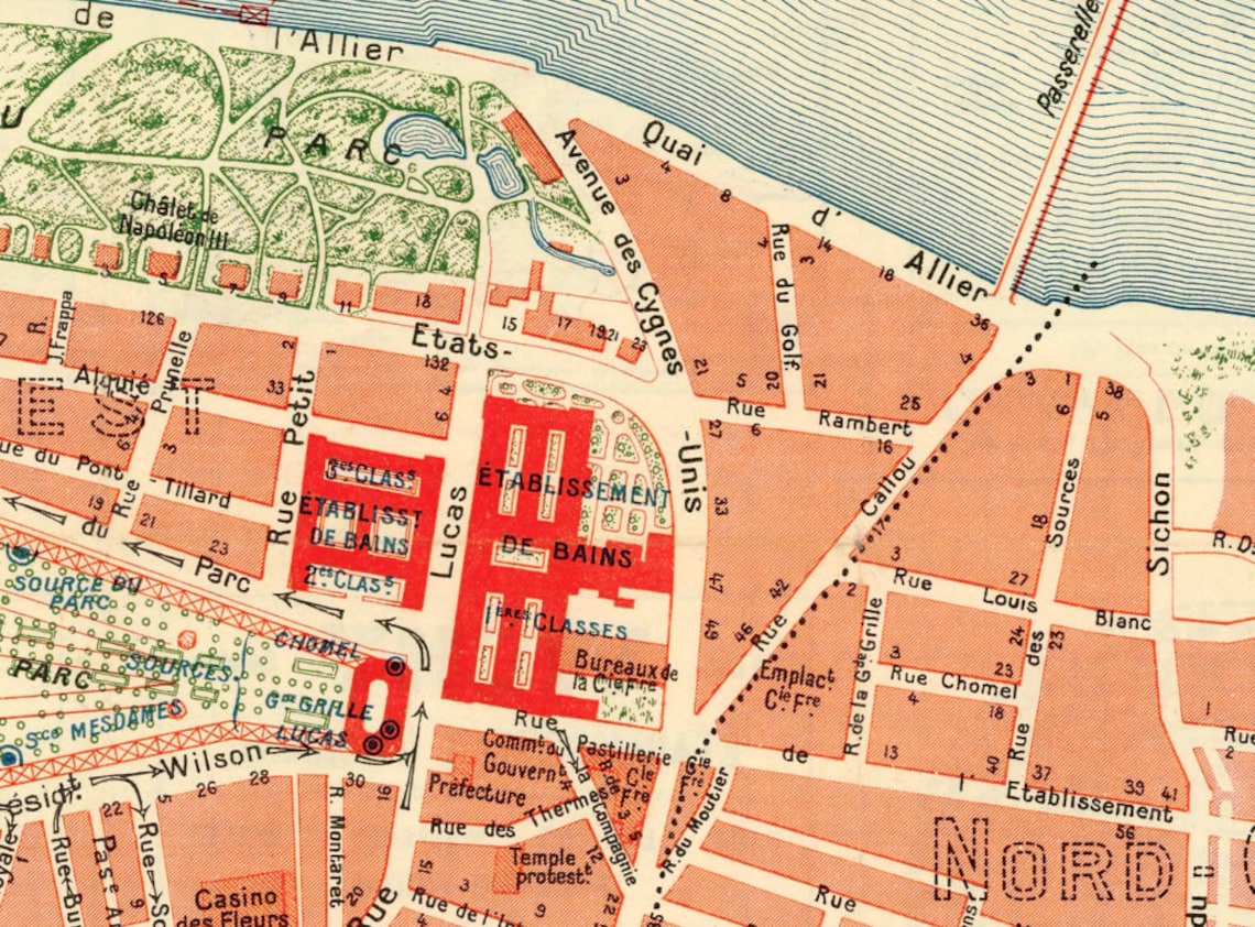 Vintage Map of Vichy Old Plan From 1930 Historical French - Etsy