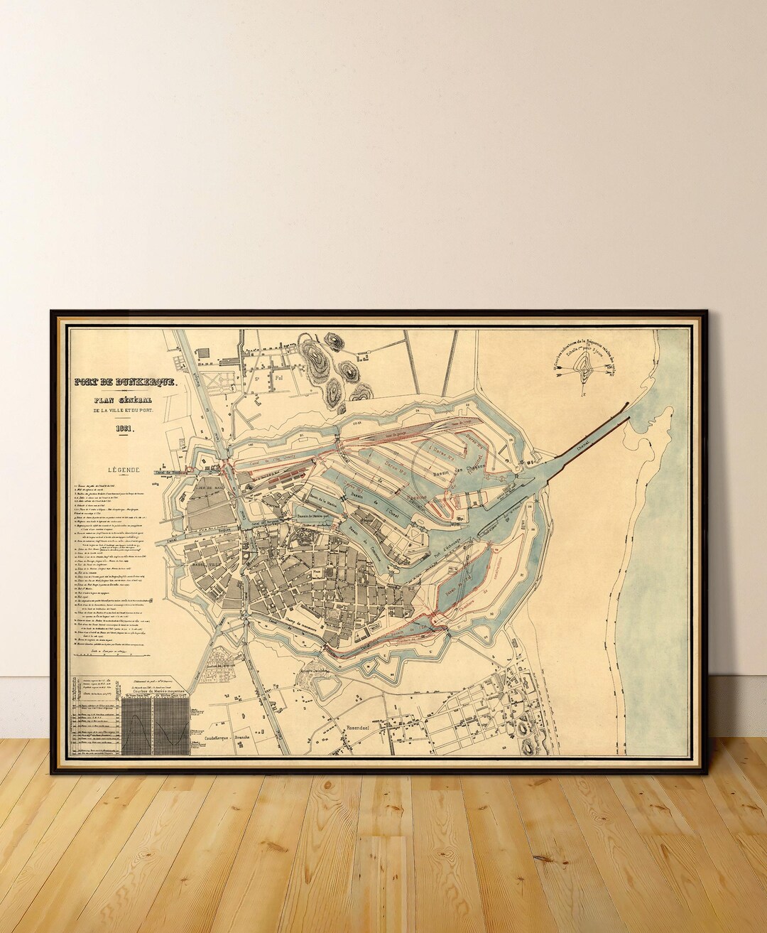 Dunkirk Map - Old Map of Dunkerque - Historic Map Restored - Fine ...
