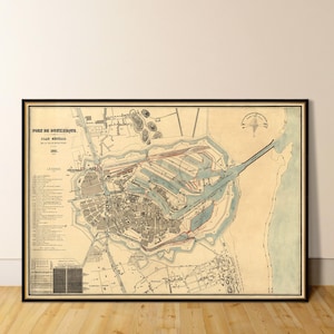 Dunkirk Map - Old Map of Dunkerque - Historic Map Restored - Fine ...