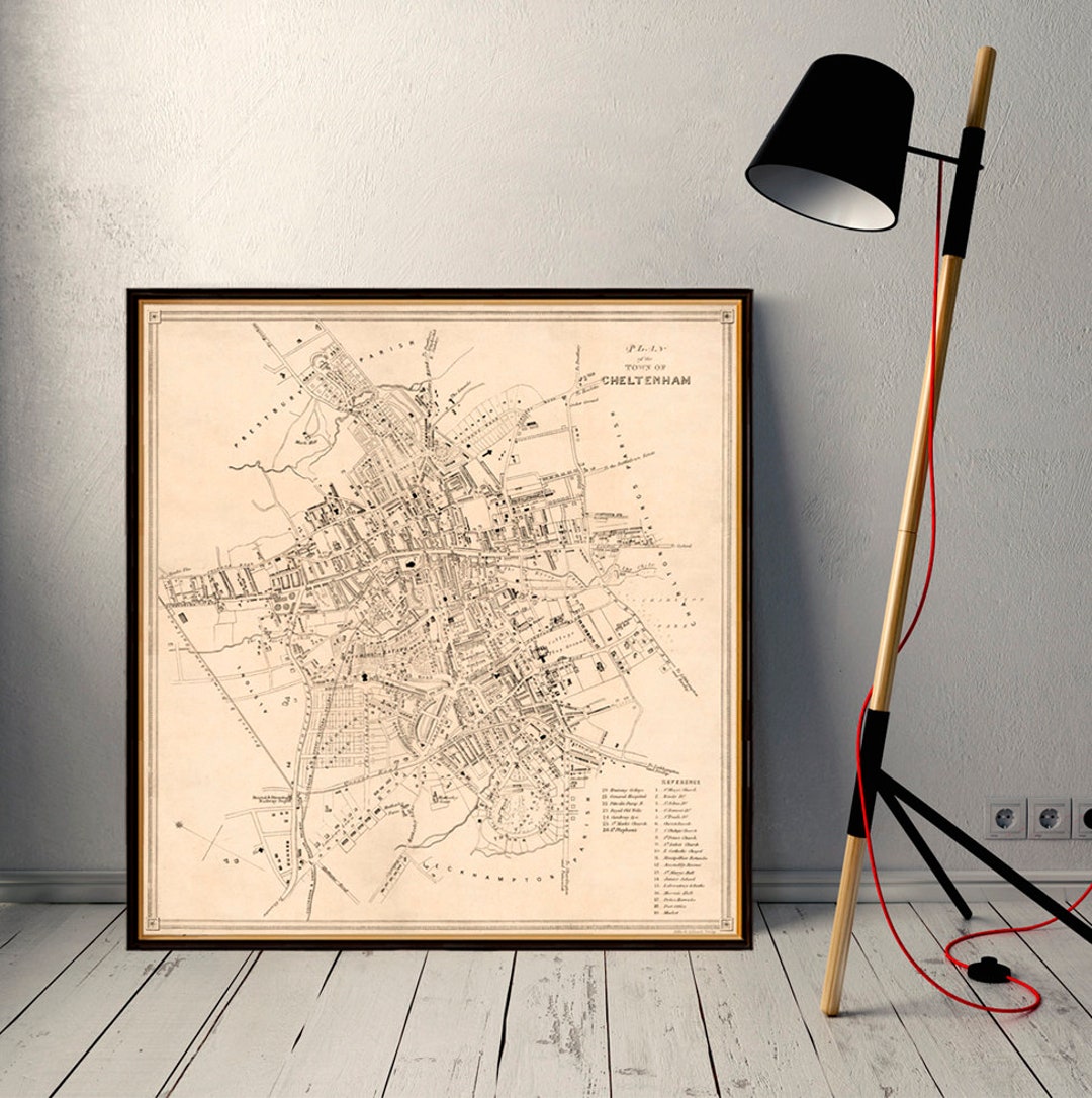 Cheltenham Map - Old City Map Print - Fine Giclee Reproduction on Paper ...