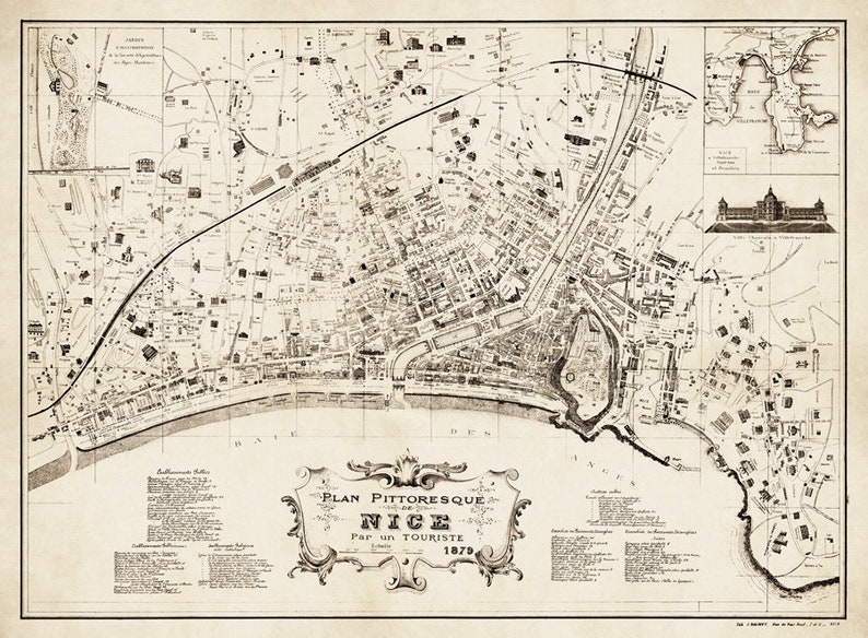 Nice Map Old Map of Nice City Map Archival Reproduction on - Etsy