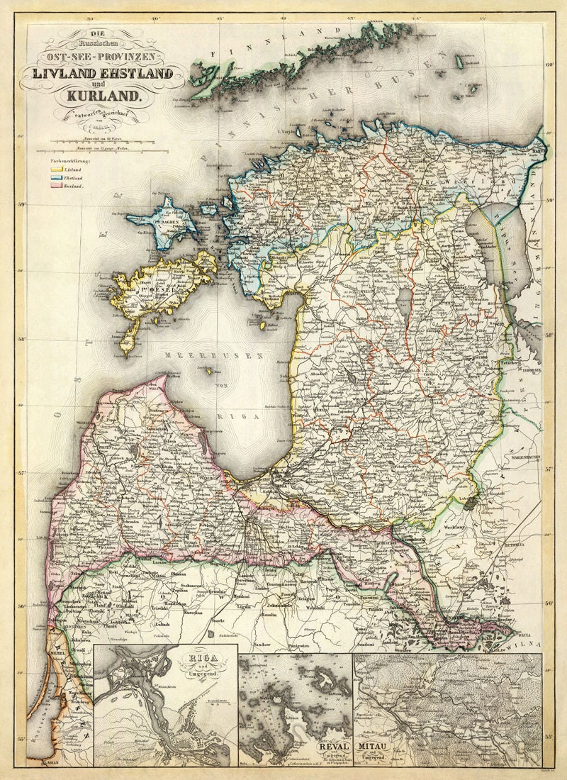 Old Map of Eastland and Livland Map of Estonia and Latvia - Etsy