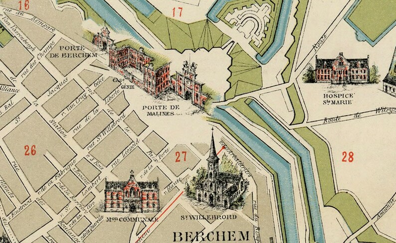 Anvers Map Plan De La Ville D'anvers Old Map of Anvers | Etsy